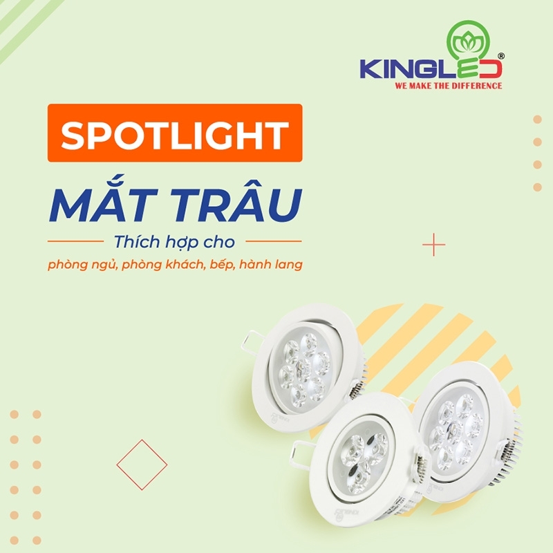 Kích thước đèn spotlight âm trần trong gia đình | Kingled