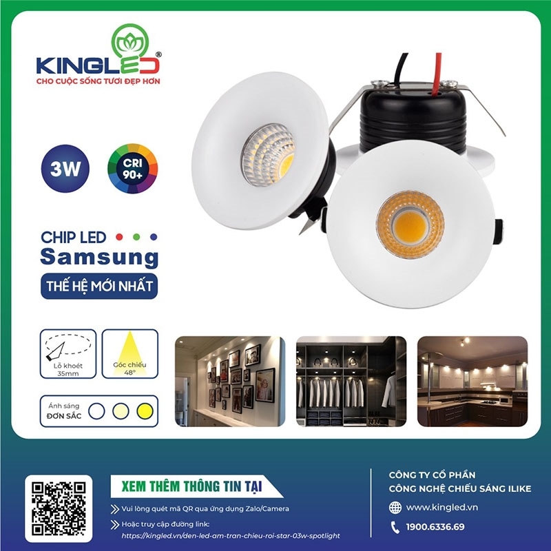 Kích thước đèn spotlight âm trần trong gia đình | Kingled
